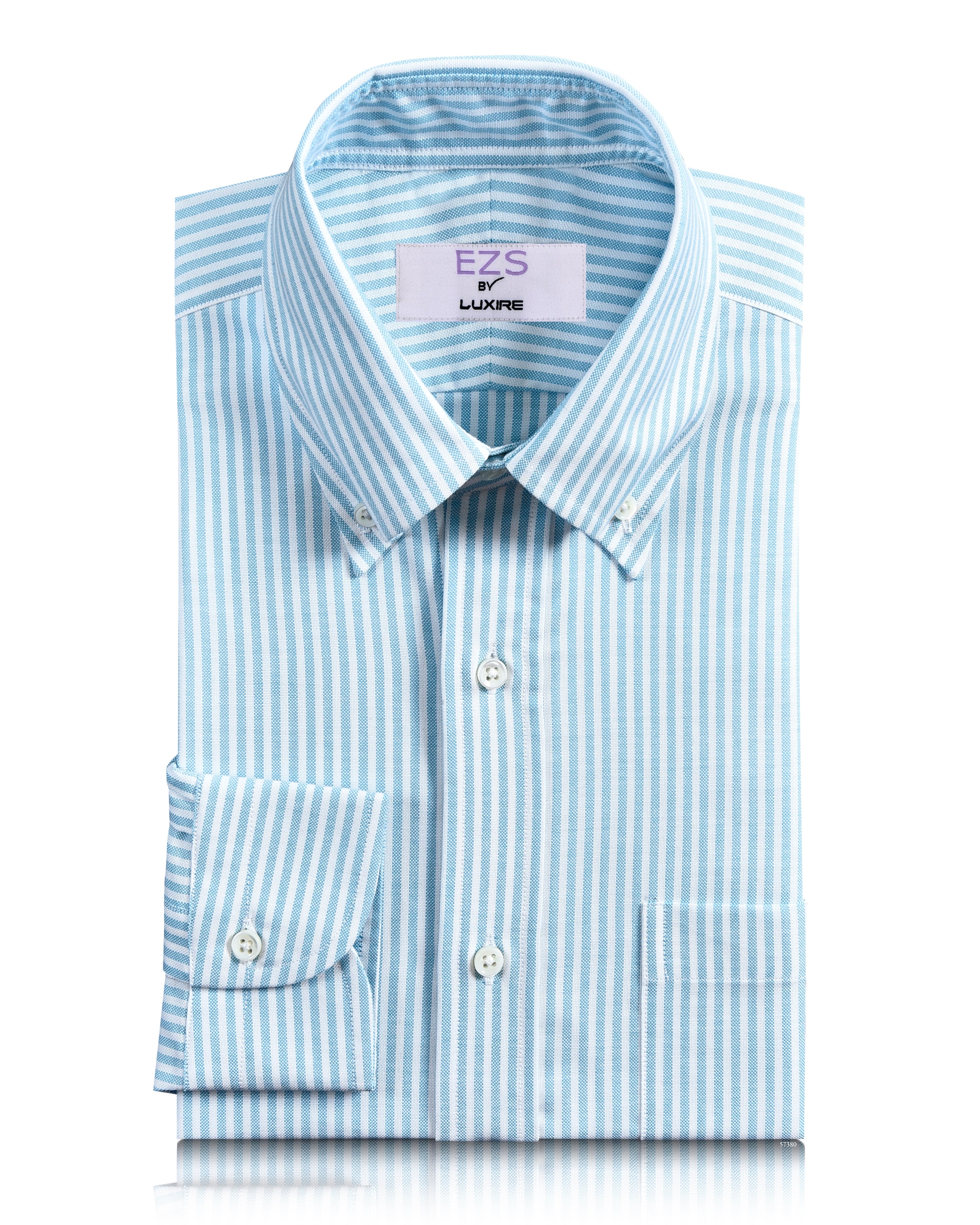Custom Men's Oxford Shirt Ferozi Blue University Stripes – Luxire ...