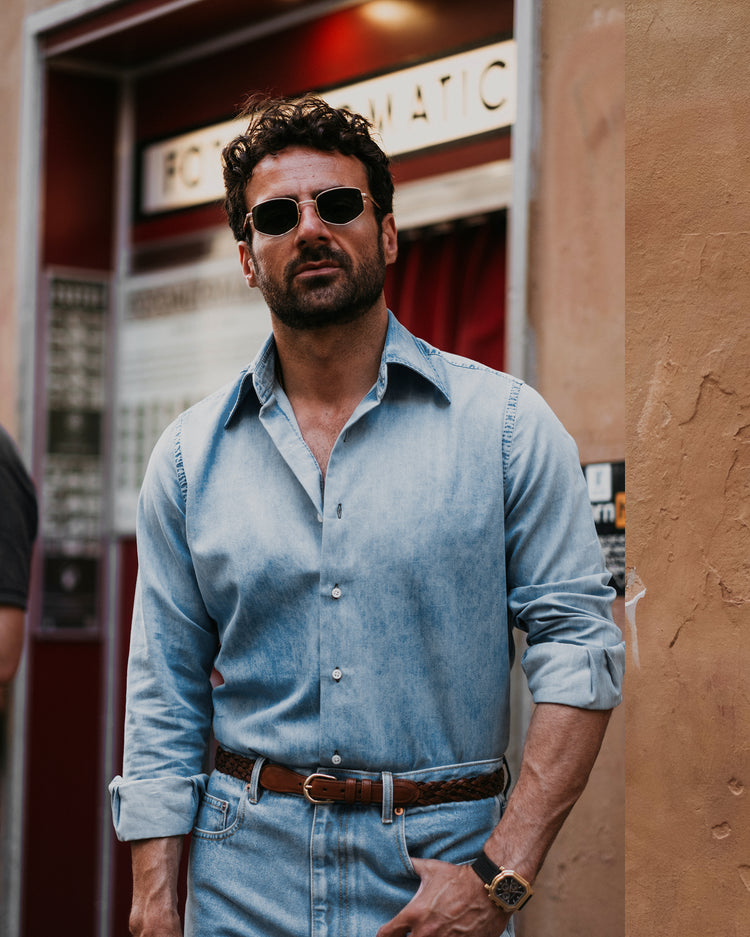 Fade Washed Light Blue Denim Chambray Shirt – Luxire Custom Clothing