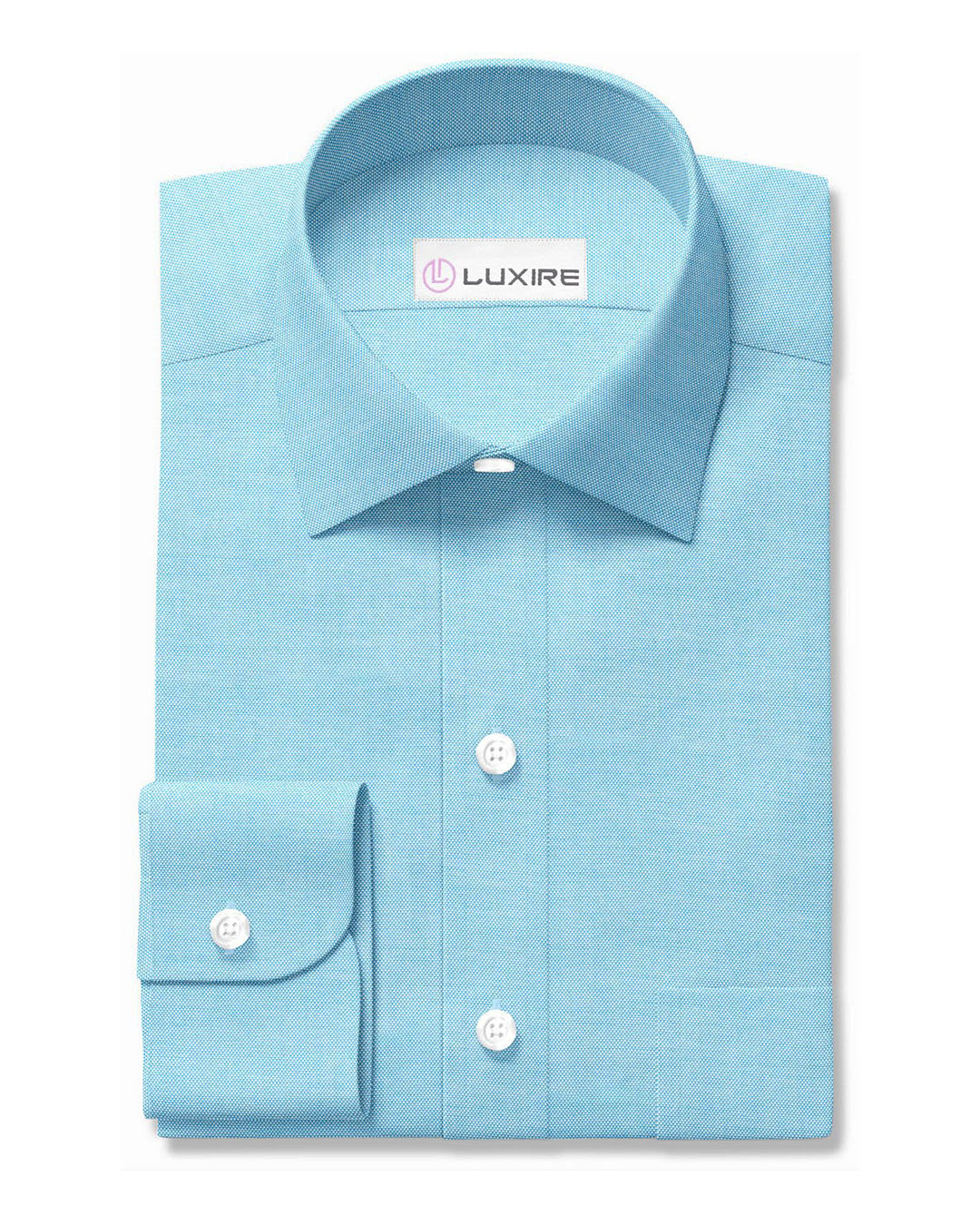 Turquoise Blue Pinpoint Oxford – Luxire Custom Clothing